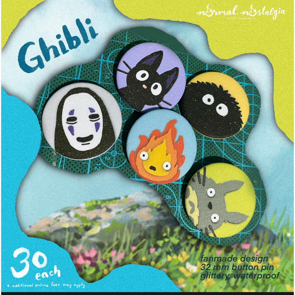 [ANIME] GHIBLI STUDIO MINI 32MM/1.25 INCH GLITTER BUTTON PINS by ...