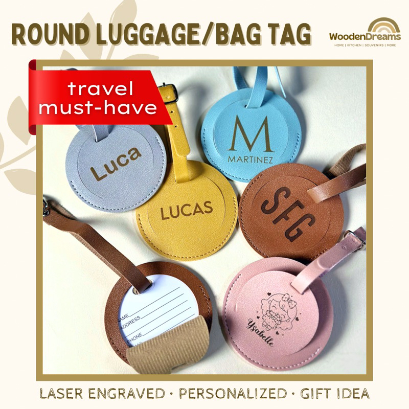 Personalized ROUND Luggage/ bag tag (Laser Engraving) | Shopee Philippines