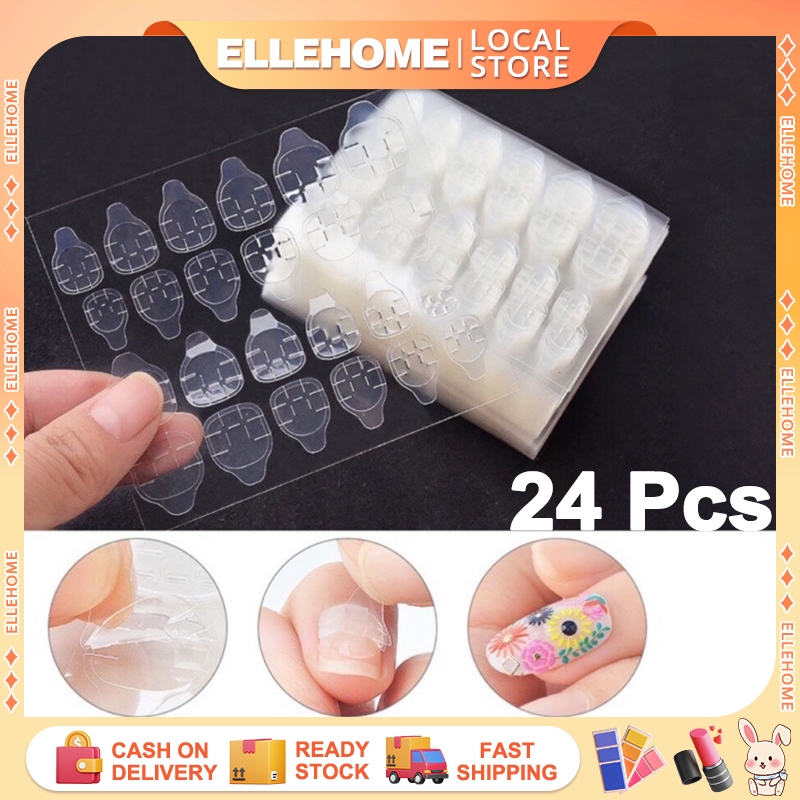 24 Pcs Transparent Waterproof Magic Paste Bride Fake Nail Tool Adhesive ...