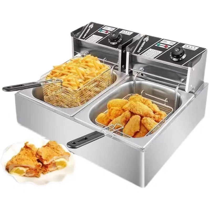 Double/single electric fryer 220v/60hz 6L/12L Stainless Steel Frying ...