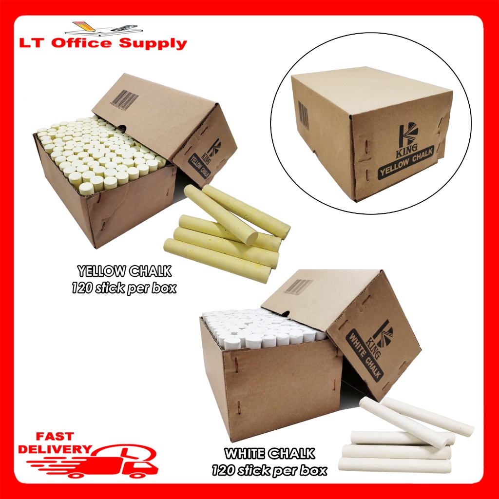 School dustless chalkboard WHITE CHALK / YELLOW CHALK 120 stick per Box ...