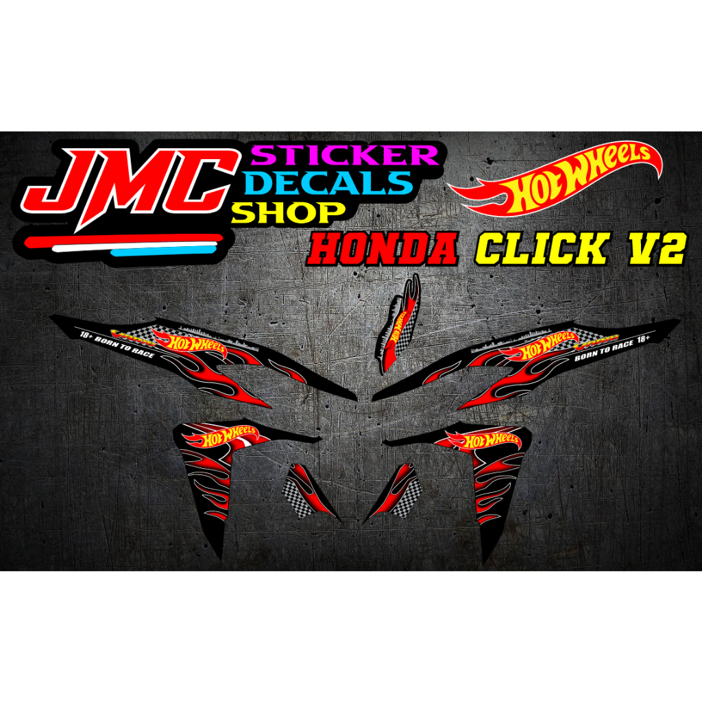 HONDA CLICK V2 HOT WHEELS DECALS CONCEPT PRINTED LAMINATED NON FADE ...
