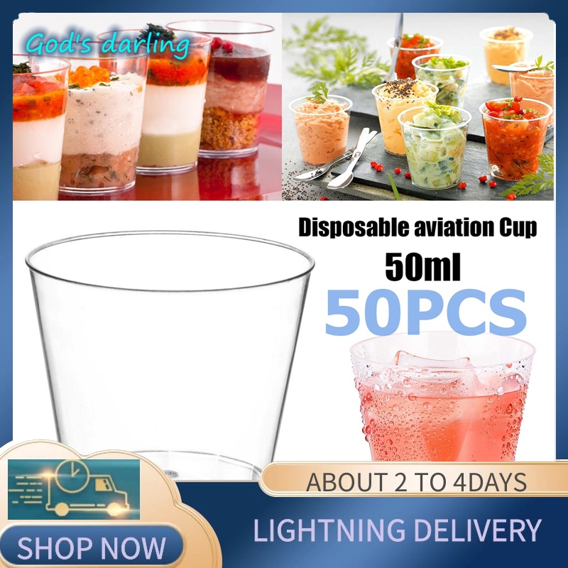 50pcs Disposable Aviation Cups Clear Party Wedding Jelly Dessert ...
