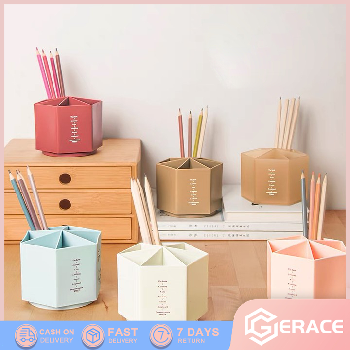 Rotary Pen Holder high-capacity Rotatable Office Desk Organizer ...