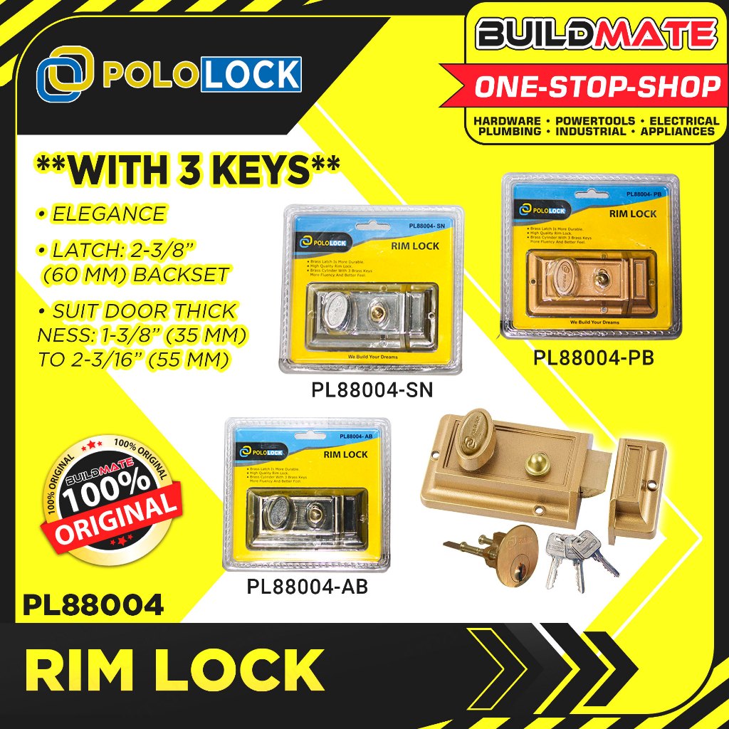 BUILDMATE Pololock 2-3/8" Inch Elegance Rim Lock Door Safety Sliding ...