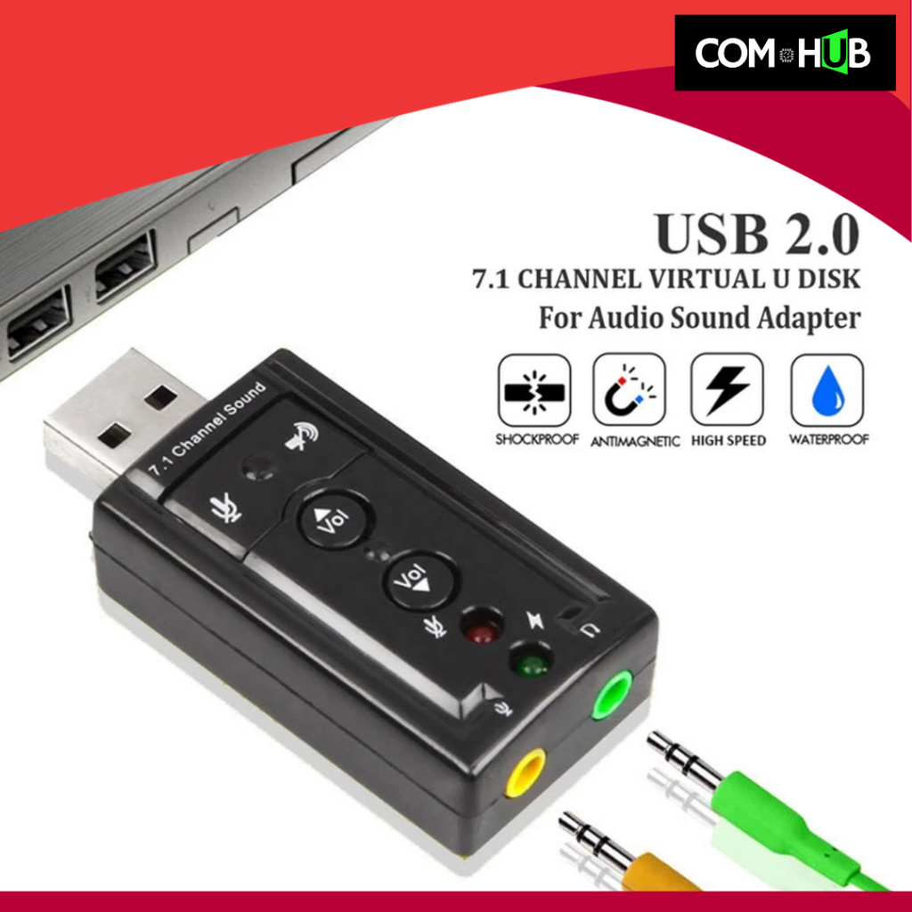 Com Hub PC | USB 2.0 3D Virtual 12Mbps External 7.1 Channel Audio Sound Card Adapter | Shopee ...