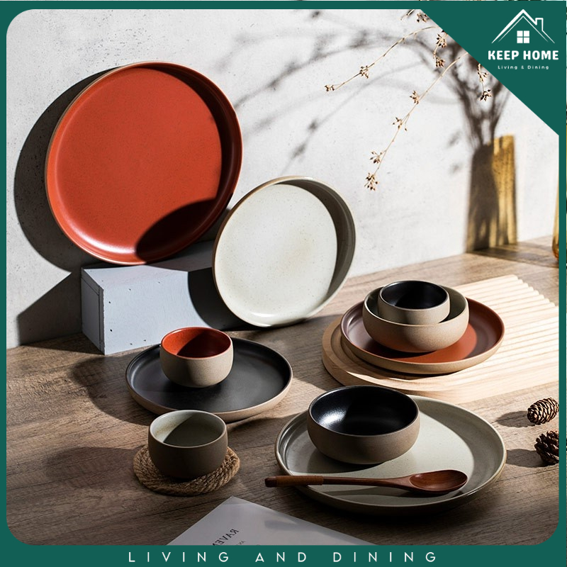 KeepHome Terracotta Japanese Matte Frosted Ceramic Tableware Vintage ...