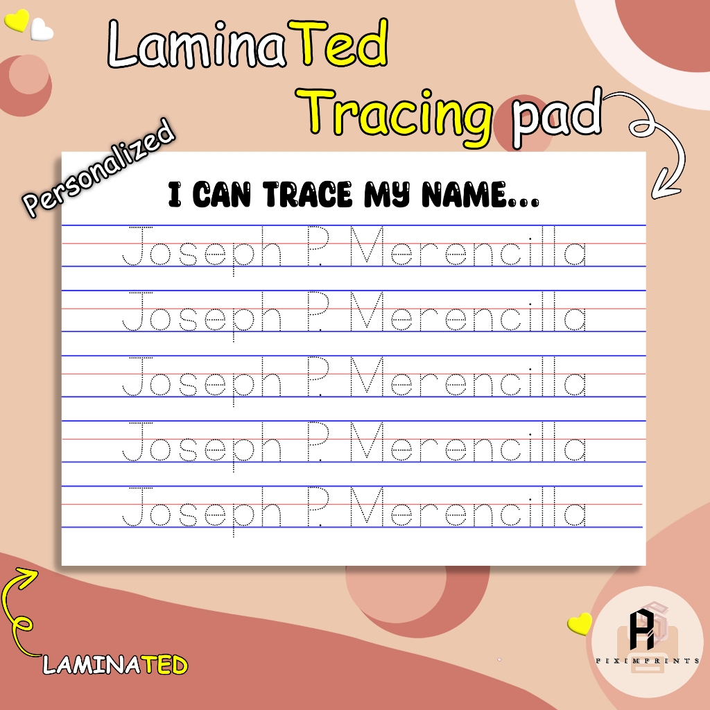 Personalized Tracing Pads for Kids (Laminated)(A4 Size) | PiXimprints ...