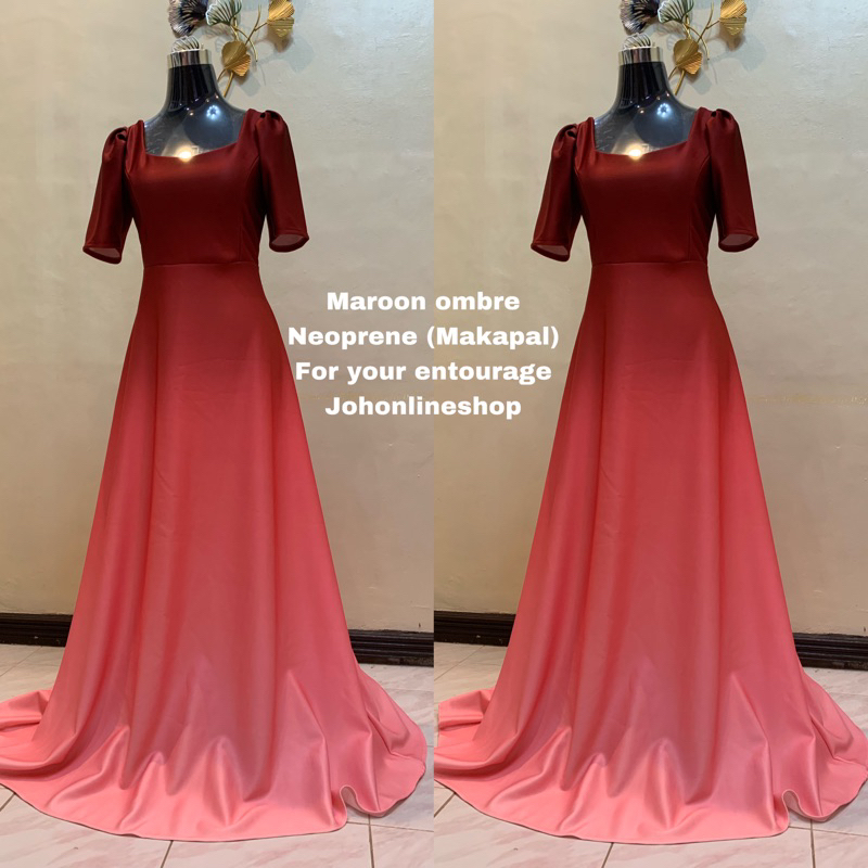 modern filipiniana puff up gown brown ombre for entourage | Shopee ...