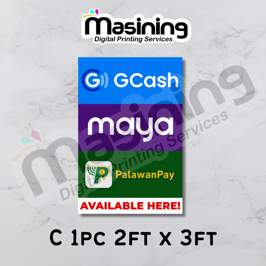 Gcash / Maya / Palawan Business Tarpaulin 3ft x 2ft / 1.5ft x 2ft ...