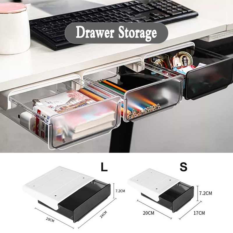 Self Adhesive Under Desk Drawer Office Storage Box Office Stationery ...