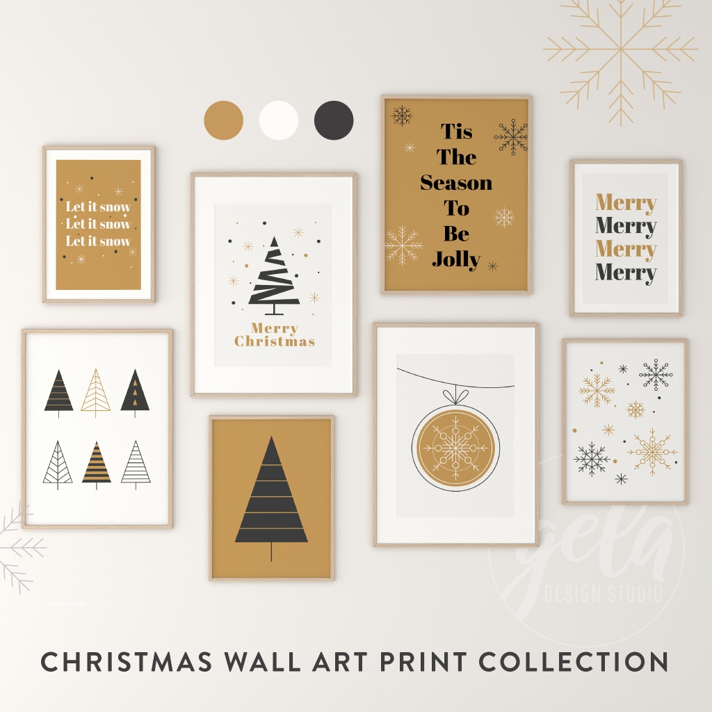 Merry Christmas Wall Art Print Set A | Christmas Art Prints | Wall ...