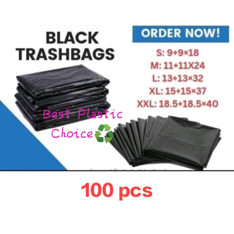 100pcs L & XL Trash Bags / Garbage Bags Black, Plain | Shopee Philippines