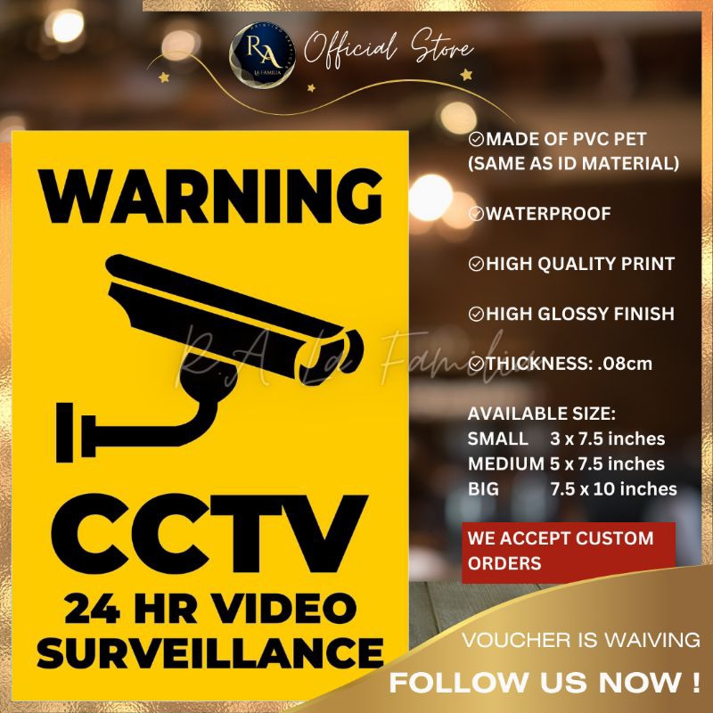 R.A PVC WARNING CCTV SURVEILLANCE SIGNAGE. WATERPROOF/ HIGH GLOSSY ...