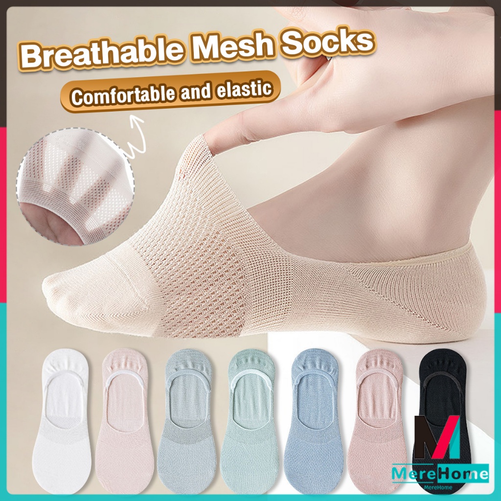 Breathable Women's Invisible Non-Slip Boat Socks Mesh Design Polyester ...