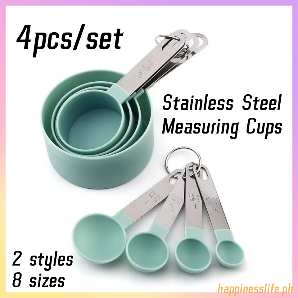 4PCS Stainless Steel Measuring Cups Kitchen Measuring Cup and Spoon Set ...
