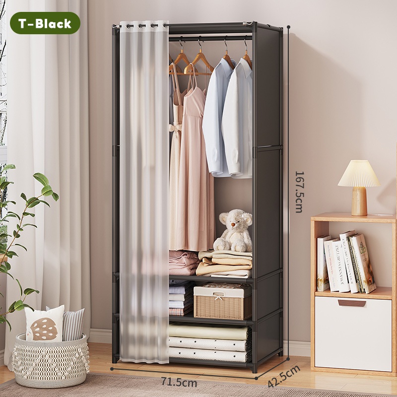 Multifunction Wardrobe Sliding Curtain Wardrobe Clothes Storage Cabinet ...