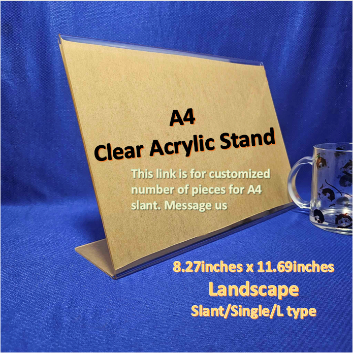 16pcs Clear Acrylic Stand [A4 size - 8.27"x11.69"]Single/L Type ...