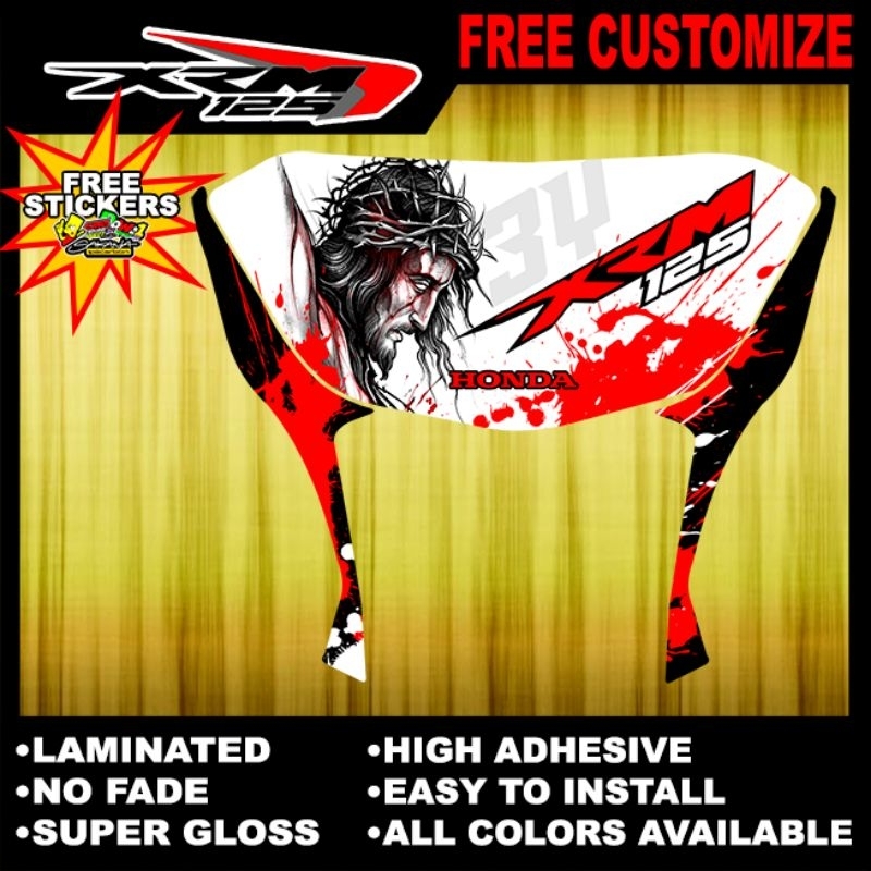 XRM125 cowling sticker decals glossy jesus design | Shopee Philippines