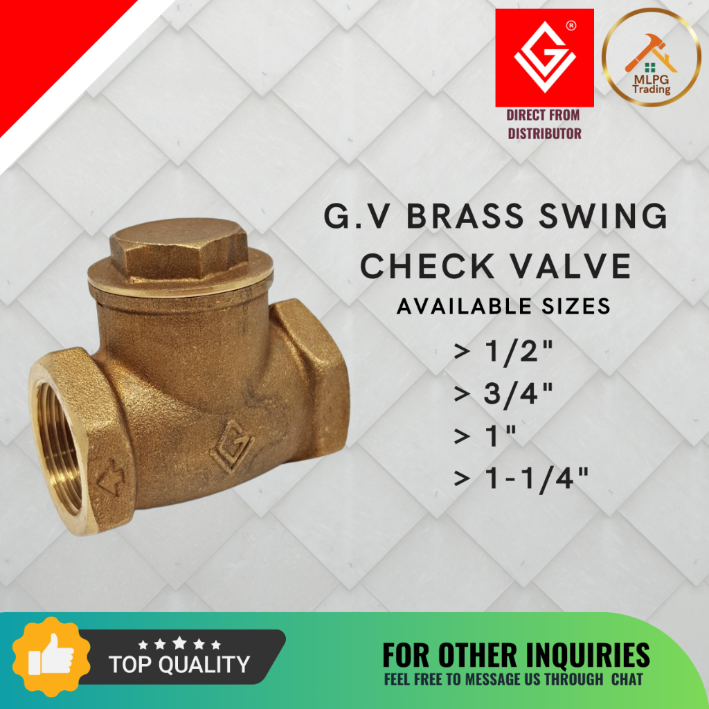 Great Volume Brass Swing Check Valve ( 1/2", 3/4", 1", 1-1/4 ...