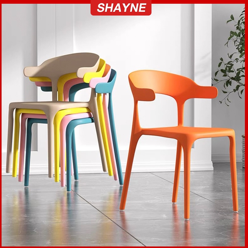 Stackable Plastic Multi-Color Chair Nordic Chair Household Dining ...