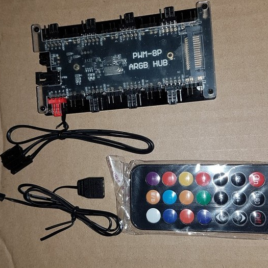 ARGB 5V 3 Pin Controller + PWM LED 2 in 1 Sync Splitter Hub SATA with ...