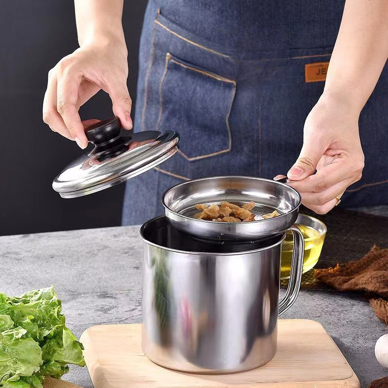 Perfectlive01 Storage Oil Strainer Pot Grease Filter Separator Cooking ...
