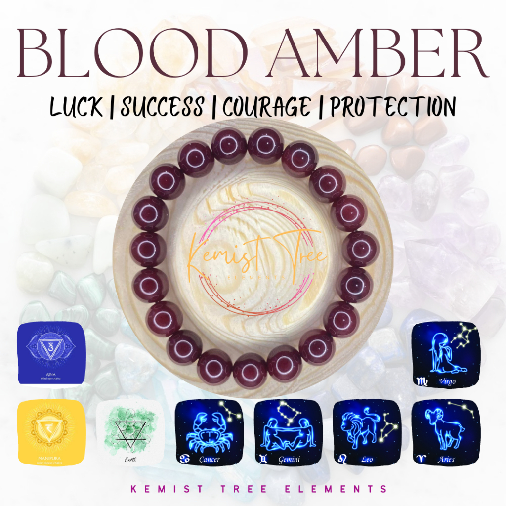 BLOOD RED AMBER NATURAL CRYSTAL GEM STONE BRACELET ACCESSORIES | Shopee ...