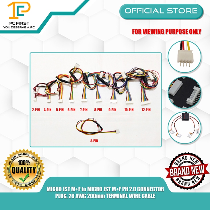 PC FIRST MICRO JST M+F to MICRO JST M+F PH 2.0 CONNECTOR PLUG, 26 AWG ...