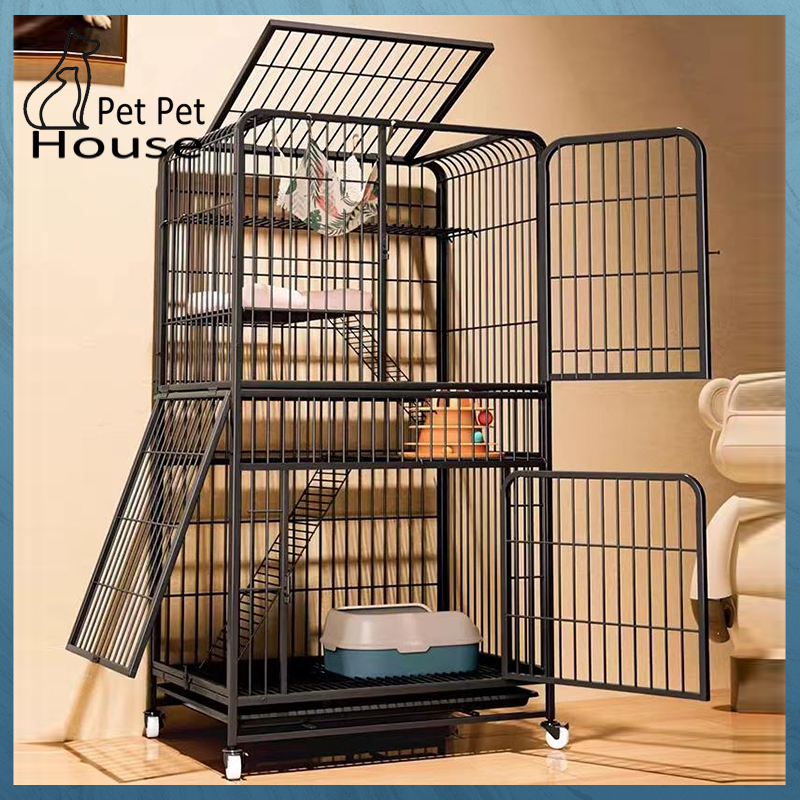 Pet Cage Cat Cage Large Free Space Home Cat Cage Indoor 2-5 Tiers with ...