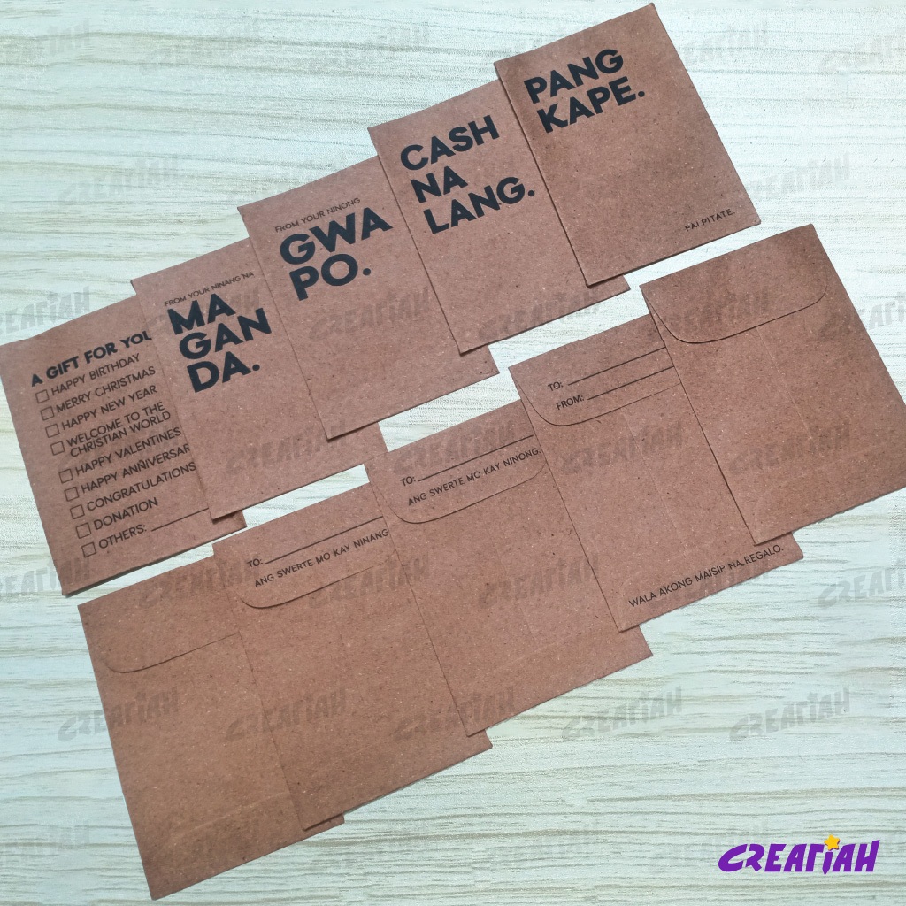 Minimalist Design, KRAFT Money Envelope Cash Gift Ampao 4pcs/12pcs pack ...