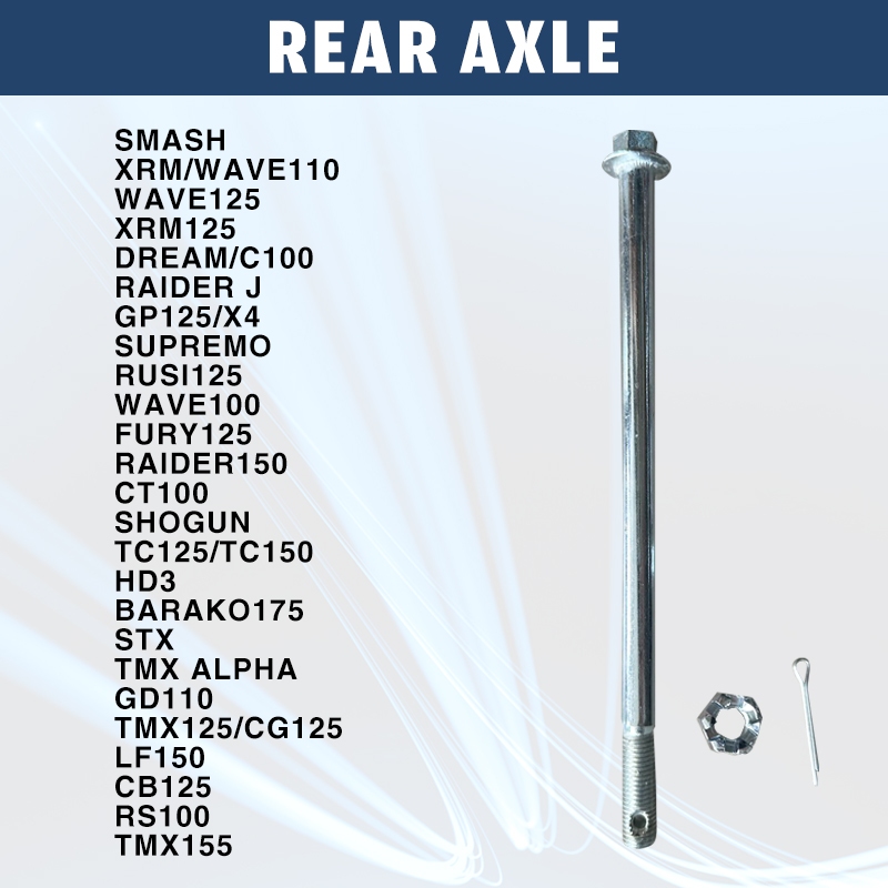 REAR AXLE FOR MOTORCYCLE MOTORCYCLE REAR AXLE - XRM110/WAVE100 ...