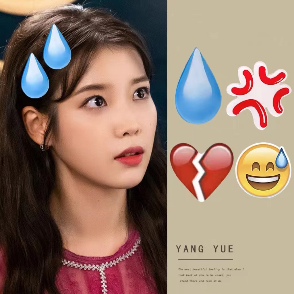 a.one.Water Drop Hair Clip Angry Emoji Acrylic Sweat Clip Silent Sweat ...