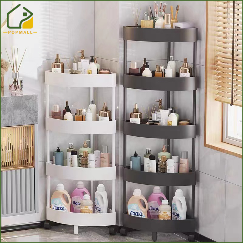 PoP 3-5 Layer Bathroom Corner Shelf Shower Organizer Rack With Wheel ...