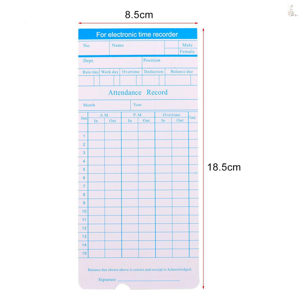 【COD】100pcs/ Pack Time Cards Timecards Monthly 2-sided for Employee ...