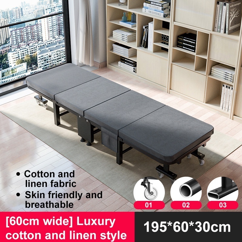 Folding Bed With Foam 60/70/80cm Single Grey Portable Foldable Lunch ...