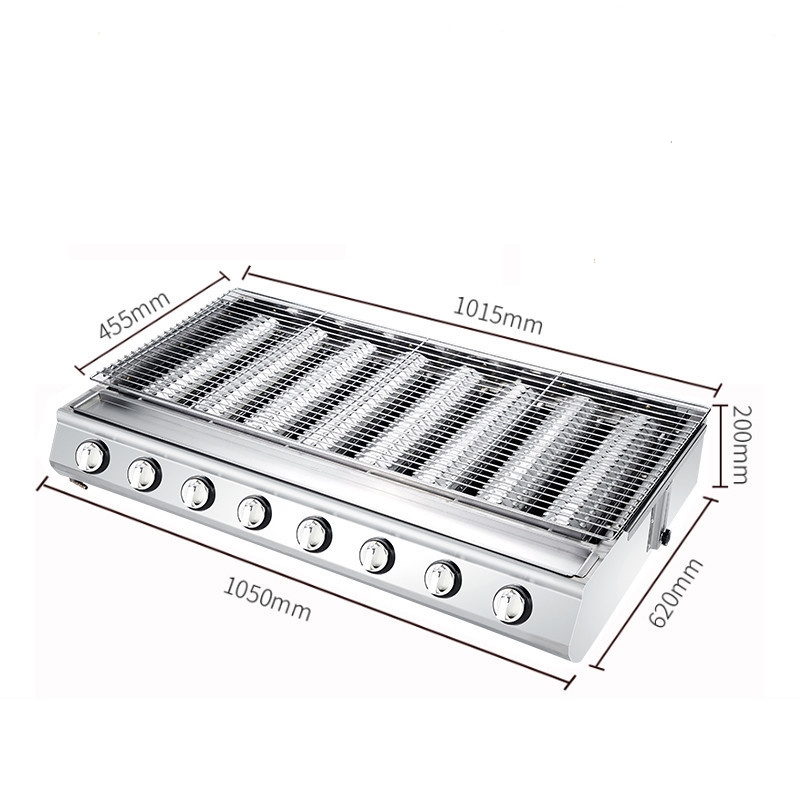 Heads smokeless Roaster stainless steel BBQ Griller stainless Gas ...