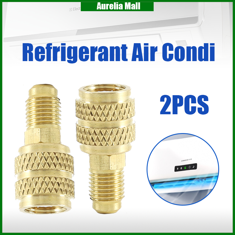 2 Pieces Brass Air Refrigerant Adapter Straight 1/4 X 5/16 For R410/R32 ...