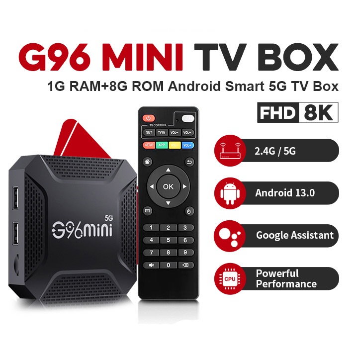 G96 Mini TV Box 5G 8K UHD Dual Band WiFi Wireless 2.4G/5G Android 13 Google Assistant TV Box ...