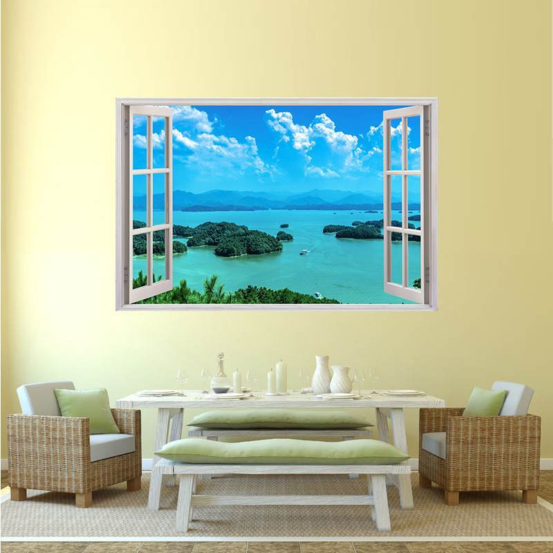 3D Self Adhesive Window View Sticker Wall Art Pastes Outside Natural ...