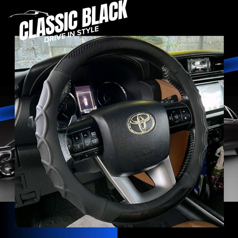 Premium Black Carbon Leather 38cm Steering Wheel VIP design | Shopee ...