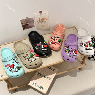 Marche Women's Summer Korean Version Classic Clogs With Free Jibbitz ...