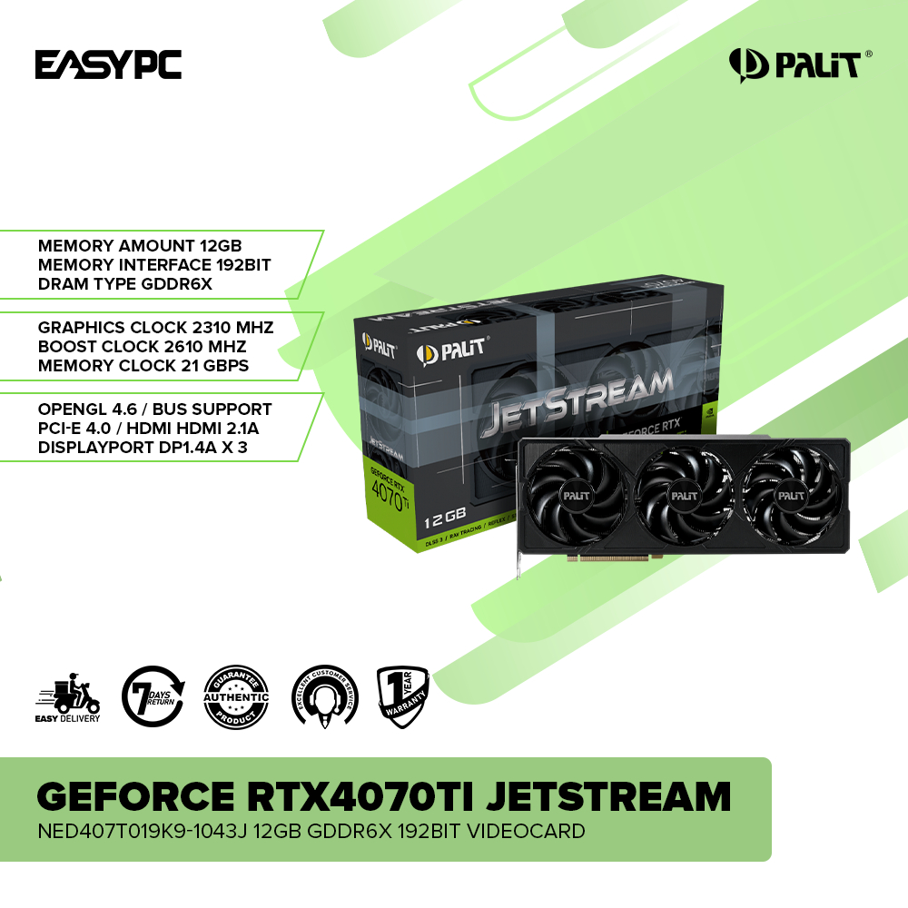 EasyPC| PALIT GeForce RTX4070Ti JETSTREAM NED407T019K9-1043J 12GB ...