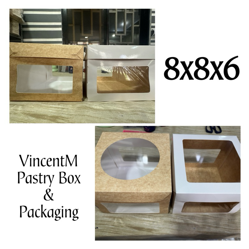 (10-40PCS) Cake Box with window laminated 8x8x6 inches/Pastry box ...