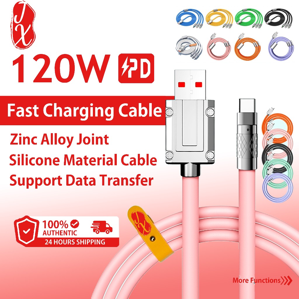 2M 120W 6A Super Fast Charger Micro Android Liquid Silicone Cable Quick ...