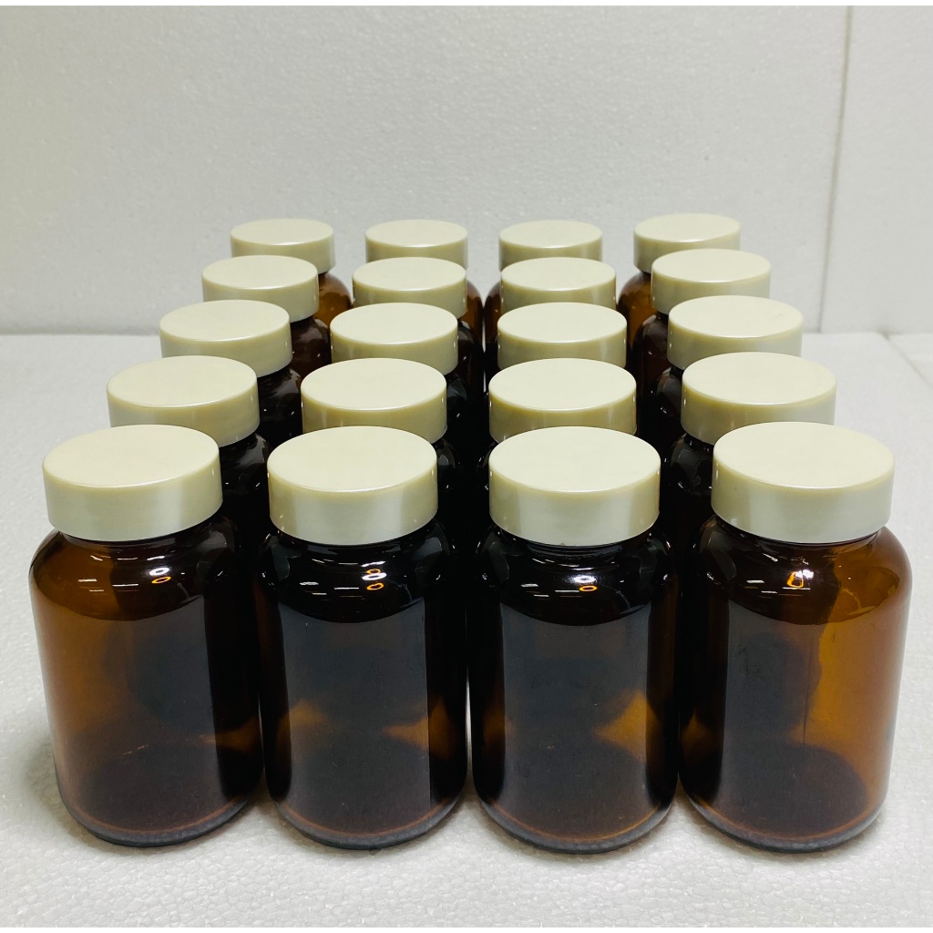 20pcs 120ml Amber Light Brown Glass Bottle With/Pearl White Cap & High ...