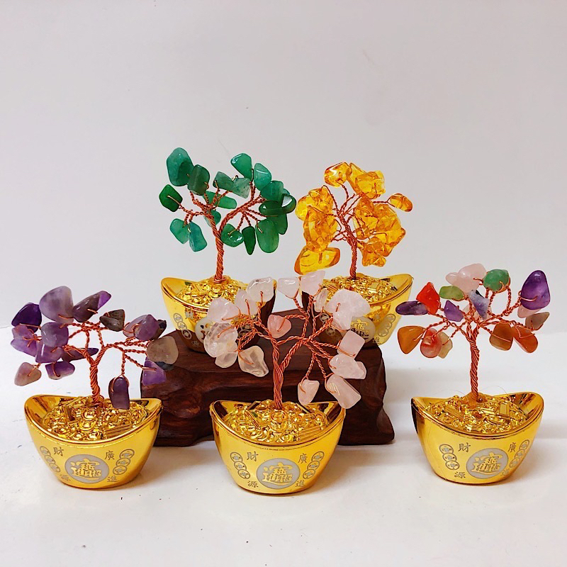 Fengshui Money Bar Ingot Crystal Stone Tree Citrine Jade Rose Quartz ...