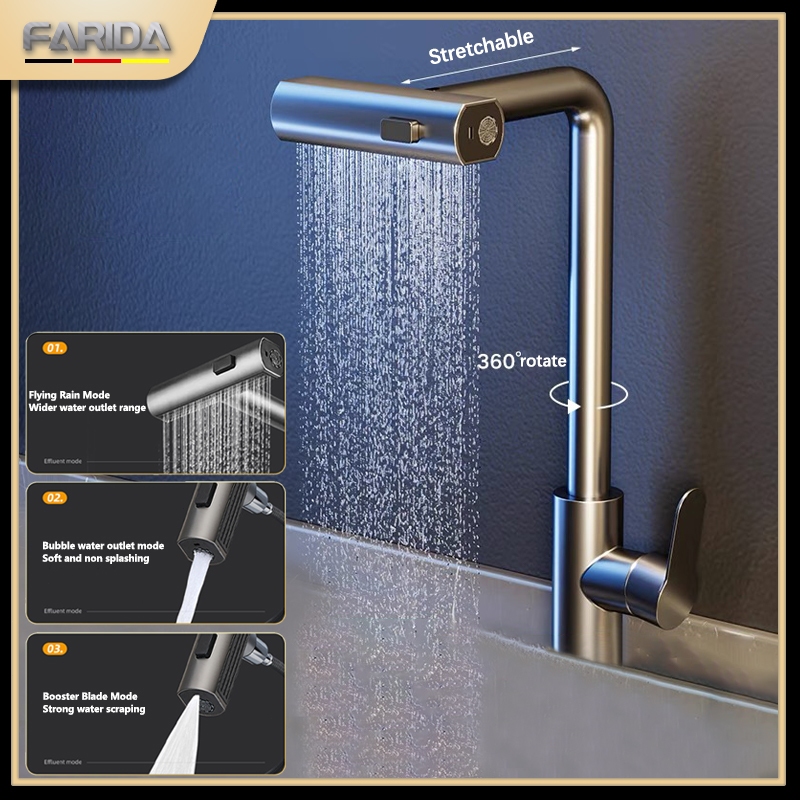 FARIDA 360 rotation Pull Out Tap Sink Faucet kitchen hot and cold ...