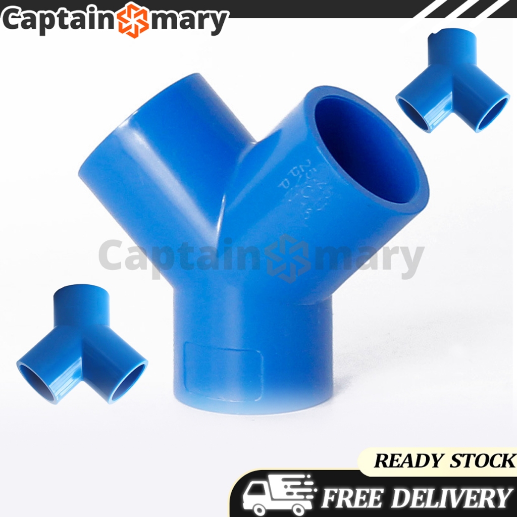 PVC Blue Fittings Y Tee Water Pipe 1/2inch To 1inch | Shopee Philippines