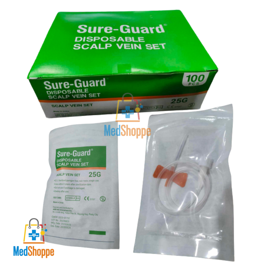 SCALP VEIN SET/BUTTERFLY NEEDLE G25 Sure-Guard sold per piece | Shopee ...